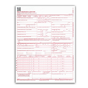 CMS 1500 / HCFA 1500 Insurance Claim Forms - Laser/Ink-Jet Compatible (New Version 02/12) Letter Size 8-12" x 11" 500 Sheets Per Ream