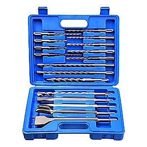 COMOWARE Rotary Hammer Drill Bits Set & Chisels- SDS Plus Concrete Masonry Hole Tool 17pcs with Storage Case