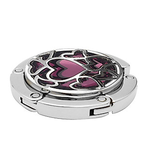 Grtdrm Multiple Hearts Style Premium Foldable Handbag Bag Purse Hanger Table Hook Holder (Purple)