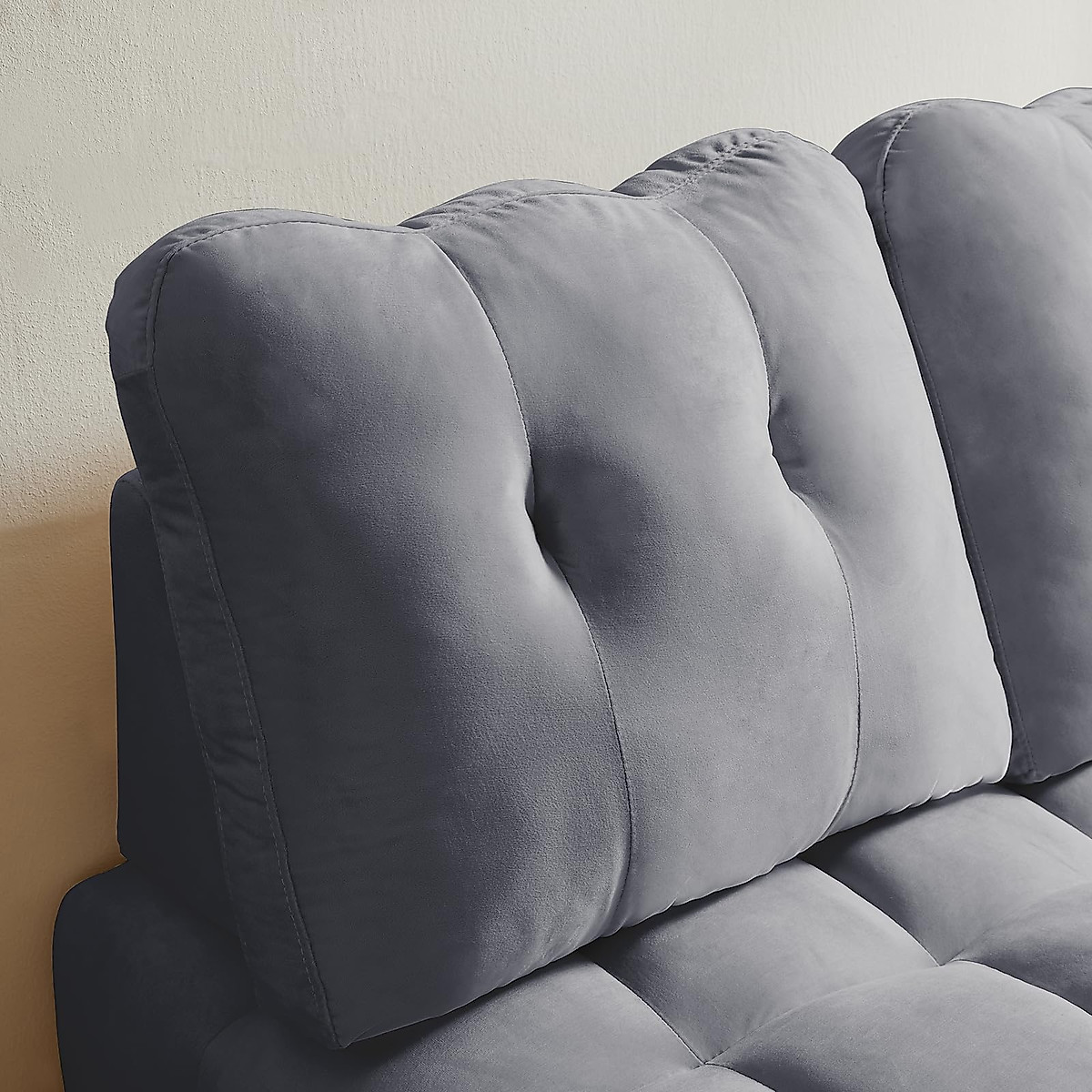 48" Convertible Sleeper Sofa Couch Bed,3-in-1 Velvet Tufted Pull Out Couch with USB&Type-C Charge Ports and Phone Holders,Comfy Modern Loveseat Sleeper Chaise Lounge for Living Room,Small Space(Grey)