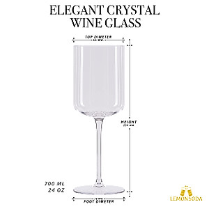 LEMONSODA Luxury Wine Glasses - Elegant Crystal Straight Edge Design - Enjoy Red or White Wine + Cocktails - 450ml (15oz) Lead-Free - Beautiful Gift (Set of 4)