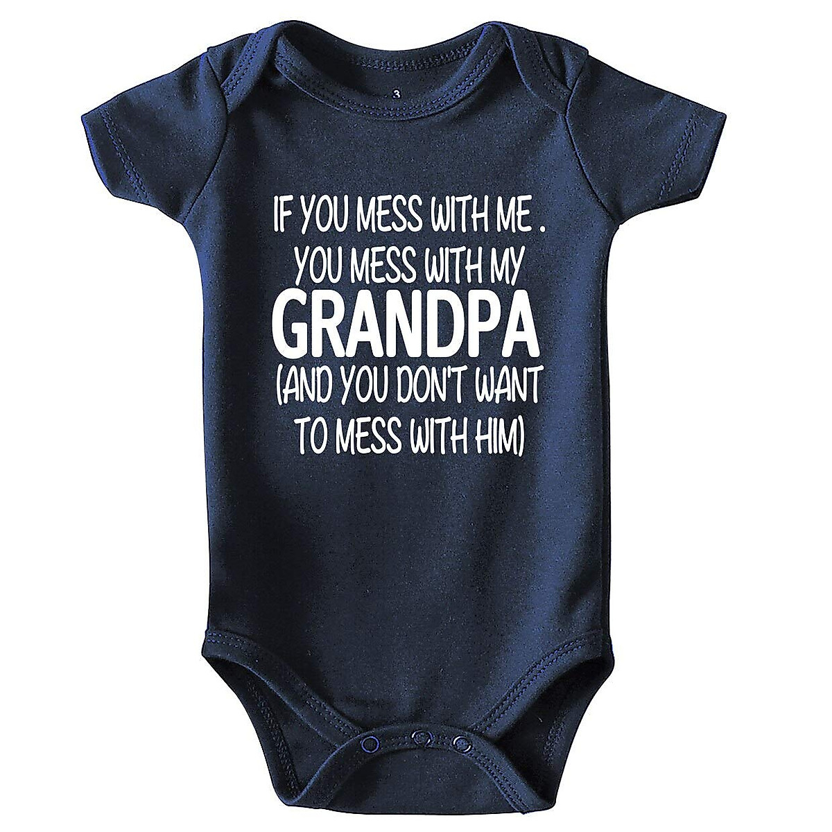 shlrzy Mess with Grandpa Baby Boy Clothes Unisex Funny Baby Girl Bodysuits navy 3-6Months