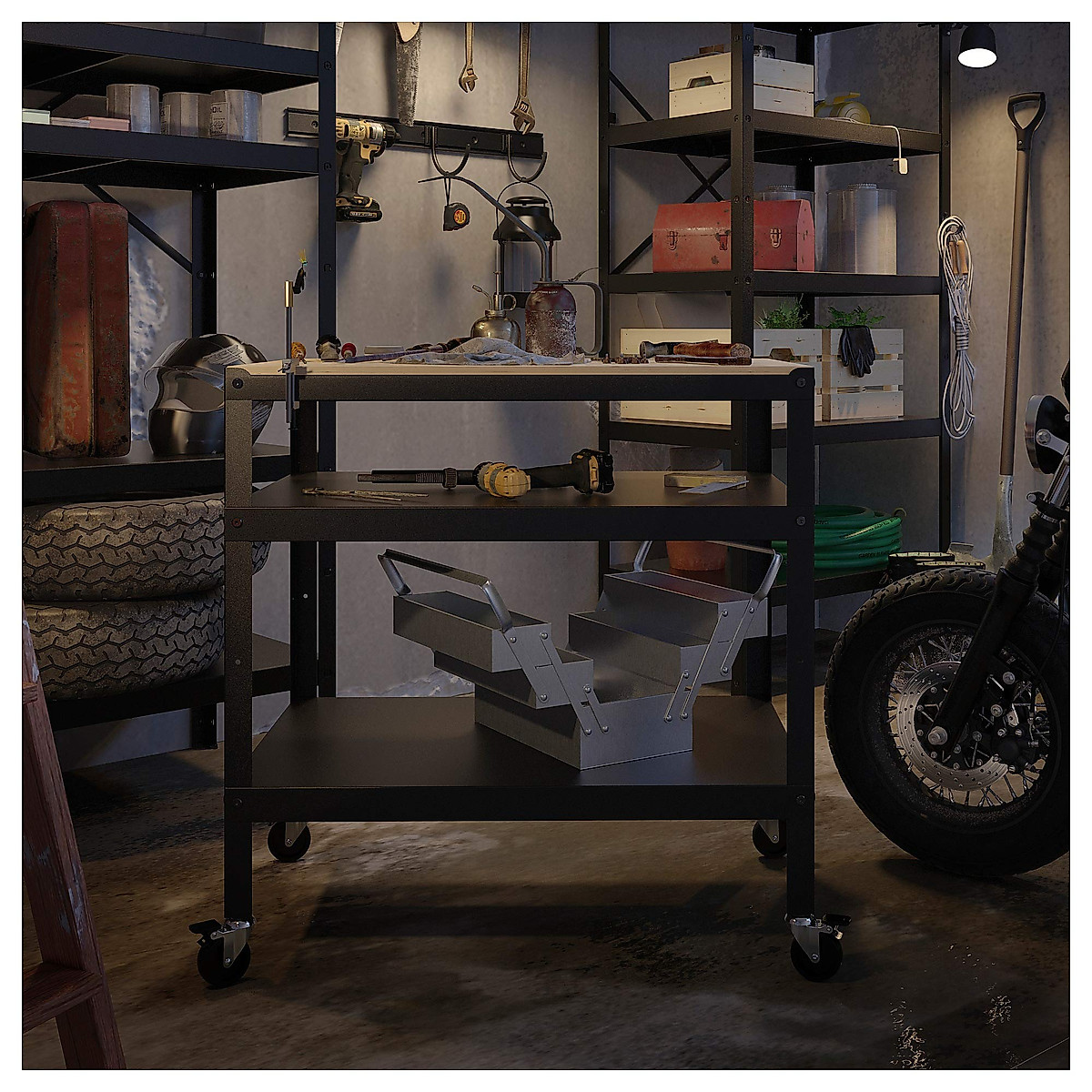 IKEA Bror Utility Cart, Black, Pine Plywood