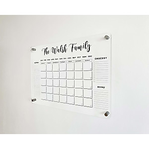FAMILY NAME CALENDAR Personalized Acrylic Wall Calendar - Personalized Calendar 2024, Horizontal Wall Calendar, Monthly and Weekly Calendar, Housewarming Gift, Goals, To Do