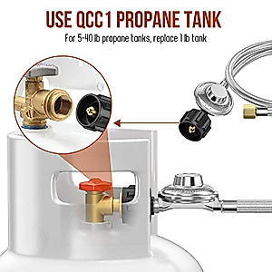 Alloxity 5ft Gas Grill Propane Adapter Hose with Regulator to 5-40lb Propane Tanks, QCC1 to 3/8 Female Flare Nut & Adapter for Blackstone Griddle 17/22'',Heater,Weber Grill Conversion Kit Replacement