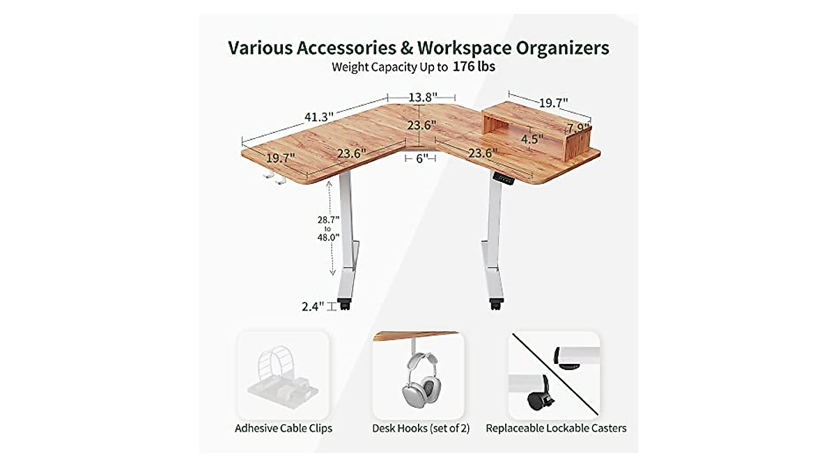 FEZIBO L Shaped Standing Desk - Electric Corner Sit-Stand Workspace