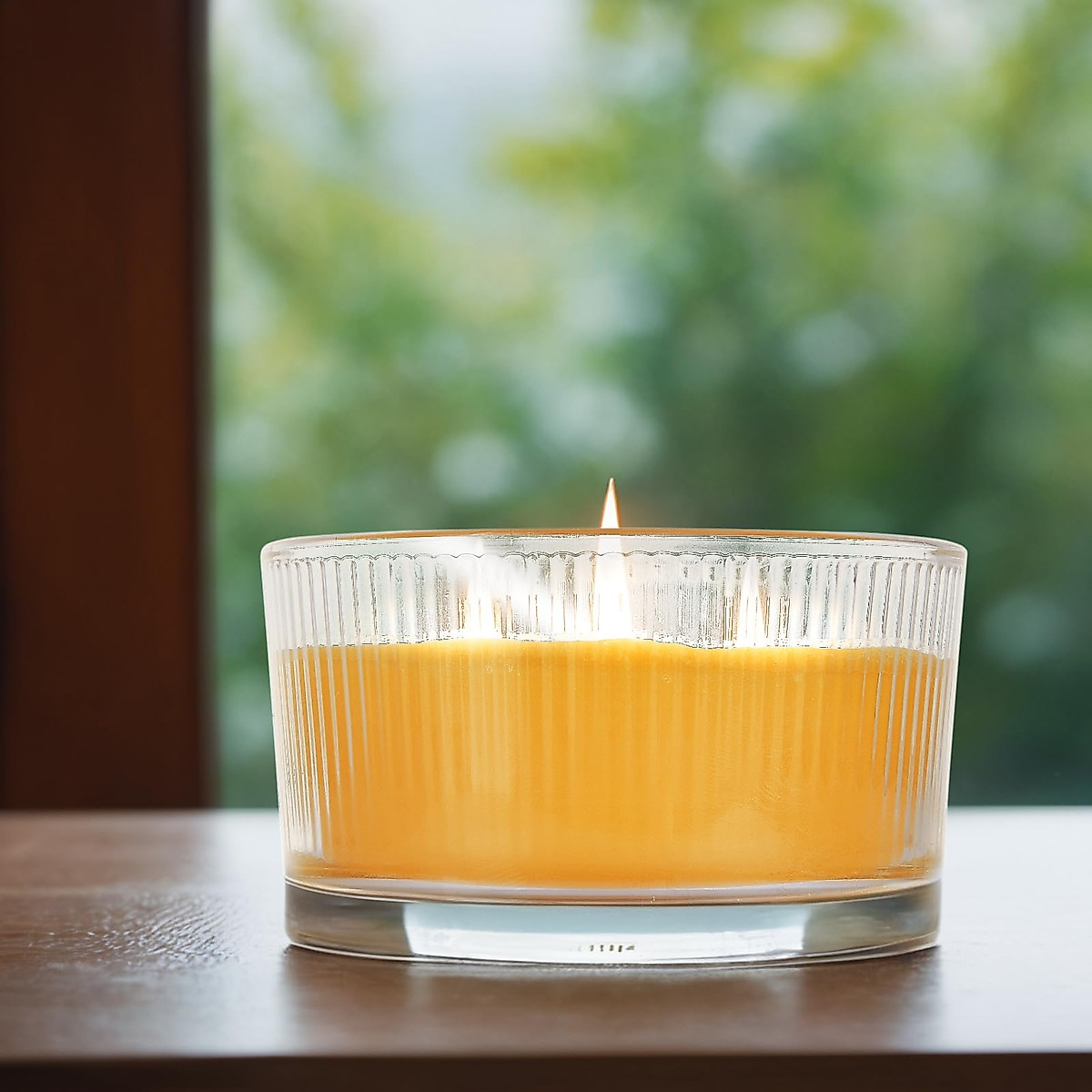 AGLARY 3-Wick Beeswax Candle in Glass, Elegant and Natural Home Lighting,Unscented Beeswax-Raw, 4.7oz