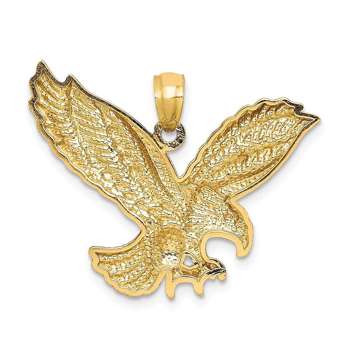 Solid 14k Yellow Gold Diamond-Cut Eagle Pendant Charm