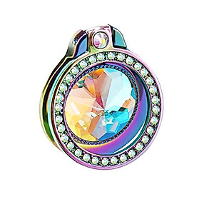 lenoup Iridescent Glitter Bling Bling Phone Ring Holder,Rainbow Sparkle Phone Ring Artificial Diamond Stand,Teal Rhinestone Cell Phone Finger Ring