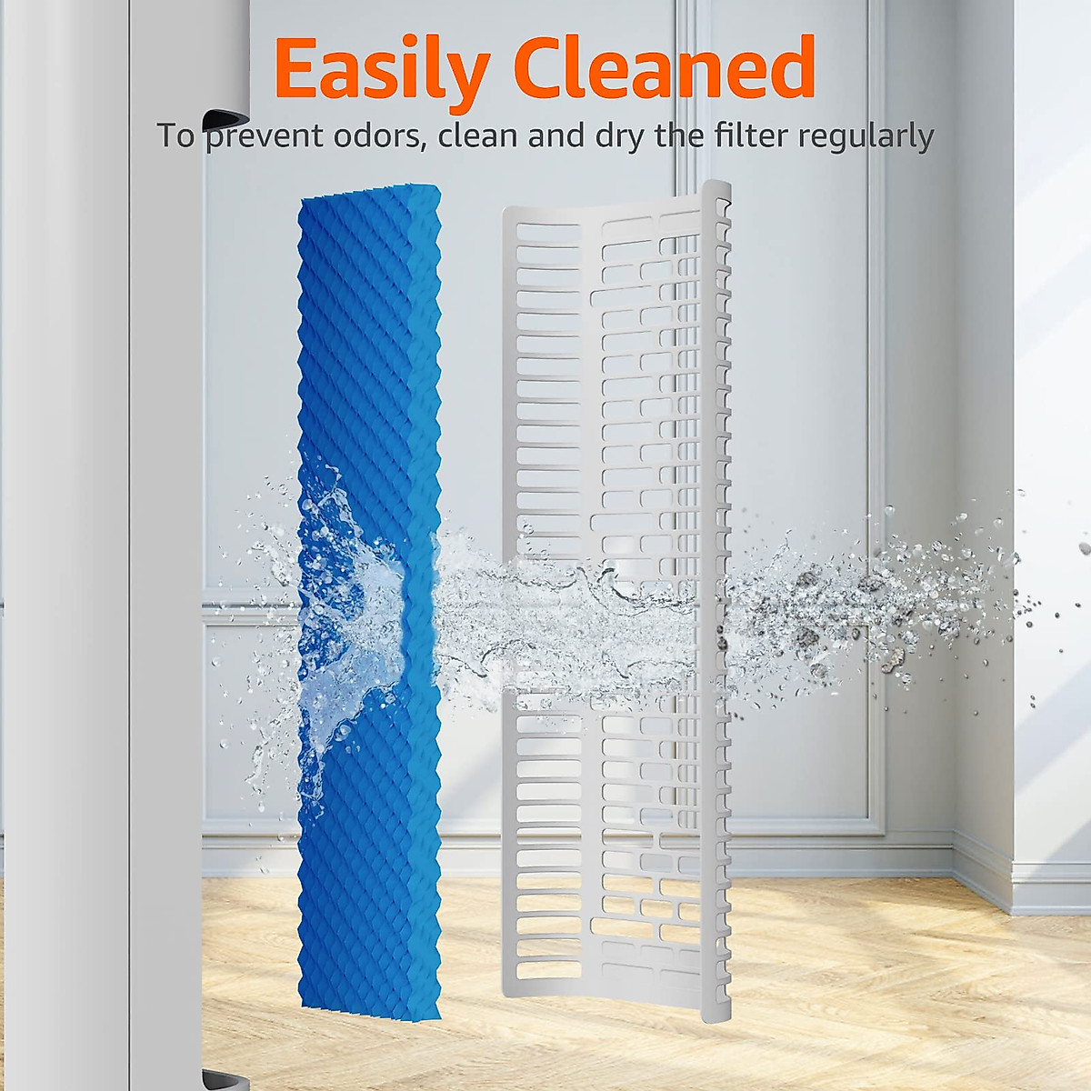 Evaporative Air Cooler Portable, 35” Cooling Fan with 60° Oscillating, Removable Water Tank, Ice Packs, 3 Speeds, Personal Swamp Cooler, no Remote Control.