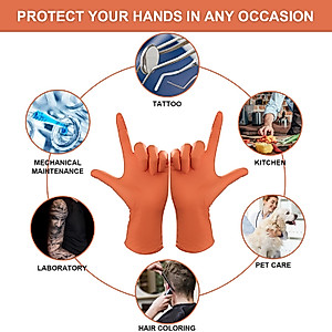 FINITEX Nitrile Disposable Latex Free Gloves Orange - 3.5mil 50PCS Powder Free Gloves Christmas Cleaning Medical Exam Food Gloves (X-Large)