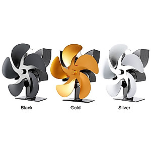 Saycker 5-Blade Fire Fans Heat Powered Stove Fan for Fireplace Wood/Log Burner/Fireplace Increased Efficiency(Black)
