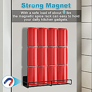 TAOUNOA 4pcs Magnetic Fridge Shelf - 2pcs Large Magnetic Spice Rack for Refrigerator and 2pcs Small Magnetic Refrigerator Organizer, Black