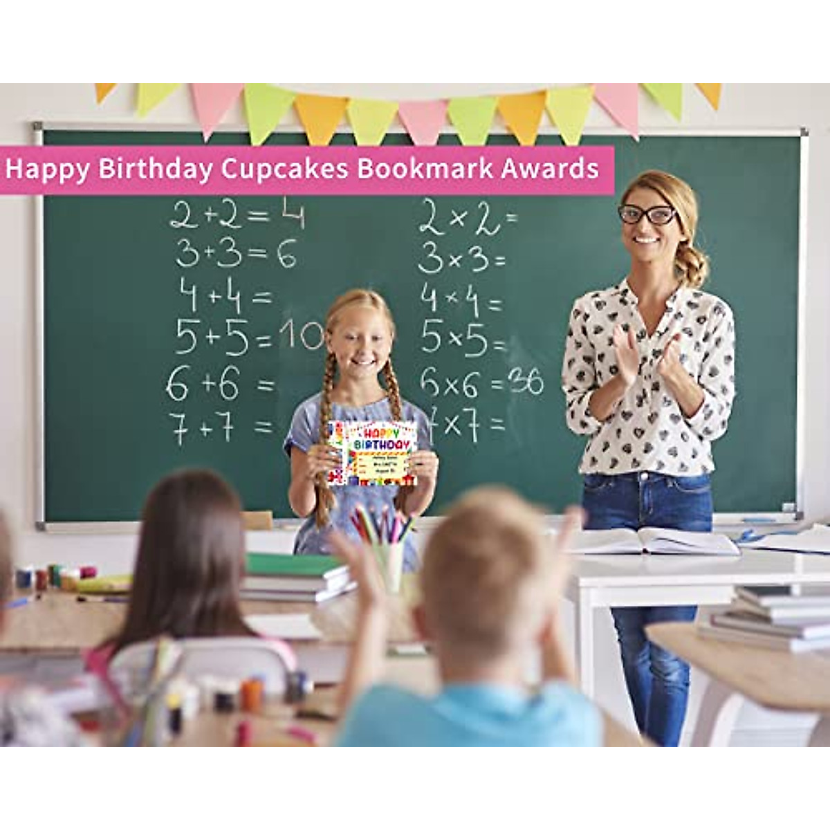 FaCraft 36PCS Happy Birthday Cupcakes Bookmark Awards,Birthday Bookmark Certificates for Students from Teacher,Birthday Awards Gifts for Kids Classroom Kindergarten Back to School Teacher Supplies