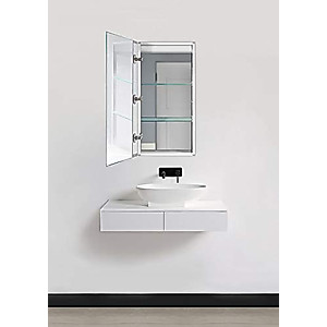 Krugg Kinetic LED Medicine Cabinet| Recessed or Surface Mount Mirror Cabinet w/Dimmer & Defogger (15"x30" Left Hinge)