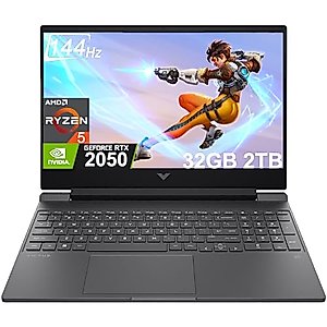 HP Victus 15 Gaming Laptop (15.6" FHD 144Hz IPS, AMD Ryzen 5 7535HS, 32GB DDR5 RAM, 2TB PCle SSD, NVIDIA GeForce RTX 2050 4GB, (6-Core Beat i7-11800H)) Backlit KB, Wi-Fi 6, Webcam, Win 11 Home, 2024
