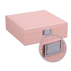 BEWISHOME Jewelry Box for Girls 35 Compartments Jewelry Organizer - 6 Necklace Hooks, 2 Layers - Jewelry Boxes Display Storage Case Jewelry Holder for Girls Pink SSH71F