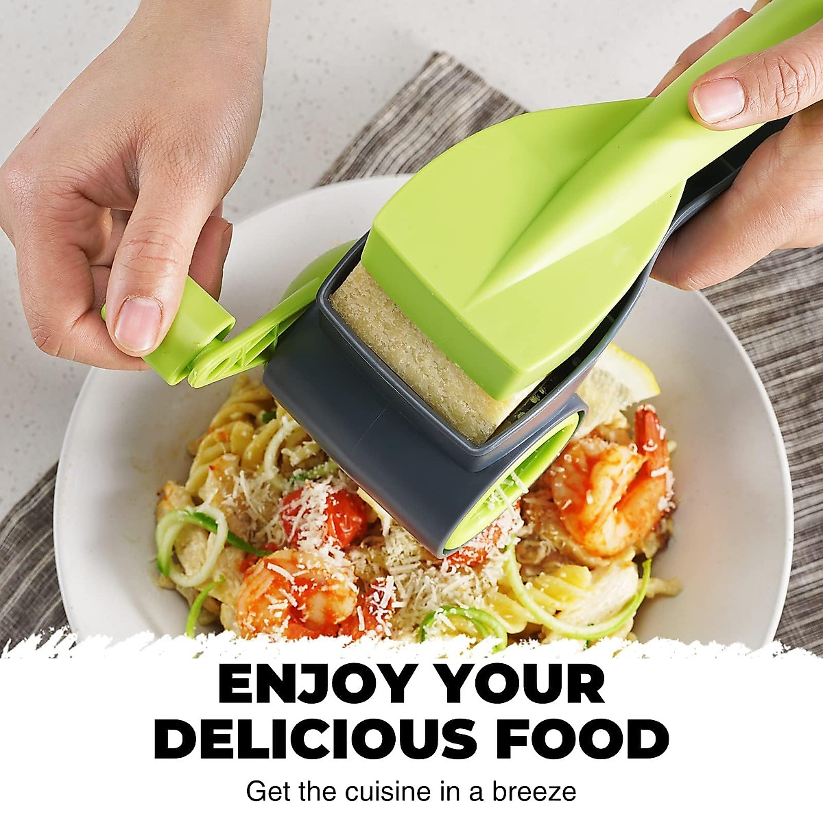 KucheCraft Cheese Grater with Handle, Kitchen Parmesan Cheese Grater with 2 Stainless Steel Drums, Rotary Cheese Grater Handheld for Grating and Shredding Hard Cheese, Chocolate