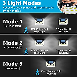 Arperles Solar Outdoor Lights, Wireless Motion Sensor Outdoor Lights, IP65 Solar Lights Outdoor Waterproof with 270° Wide Angle & 3 Modes for Front Door, Yard, Garage, Deck (118 LEDs/4 Packs)