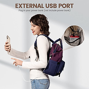 LOVEVOOK Laptop Backpack for Women, 15.6 Inch Work Business Backpacks Purse with USB Port, Large Capacity Nurse Bag College Bookbag for School, Waterproof Casual Daypack for Travel