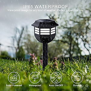 6 Pack Solar Garden Lights, ZNFRT Outdoor Solar Pathway Lights, IP65 Waterproof Solar Powered Landscape Lights, Auto On/Off Solar Lights Outdoor for Yard, Patio, Lawn, Walkway (Warm White)