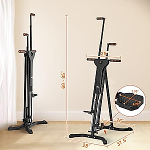 Vertical Climber Exercise Machine for Home Gym with 4 Metal Guide Rails Folding Exercise Climber Cardio Workout Machine 5-Level Heights Stair Stepper Newer Version,Easy to Assemble