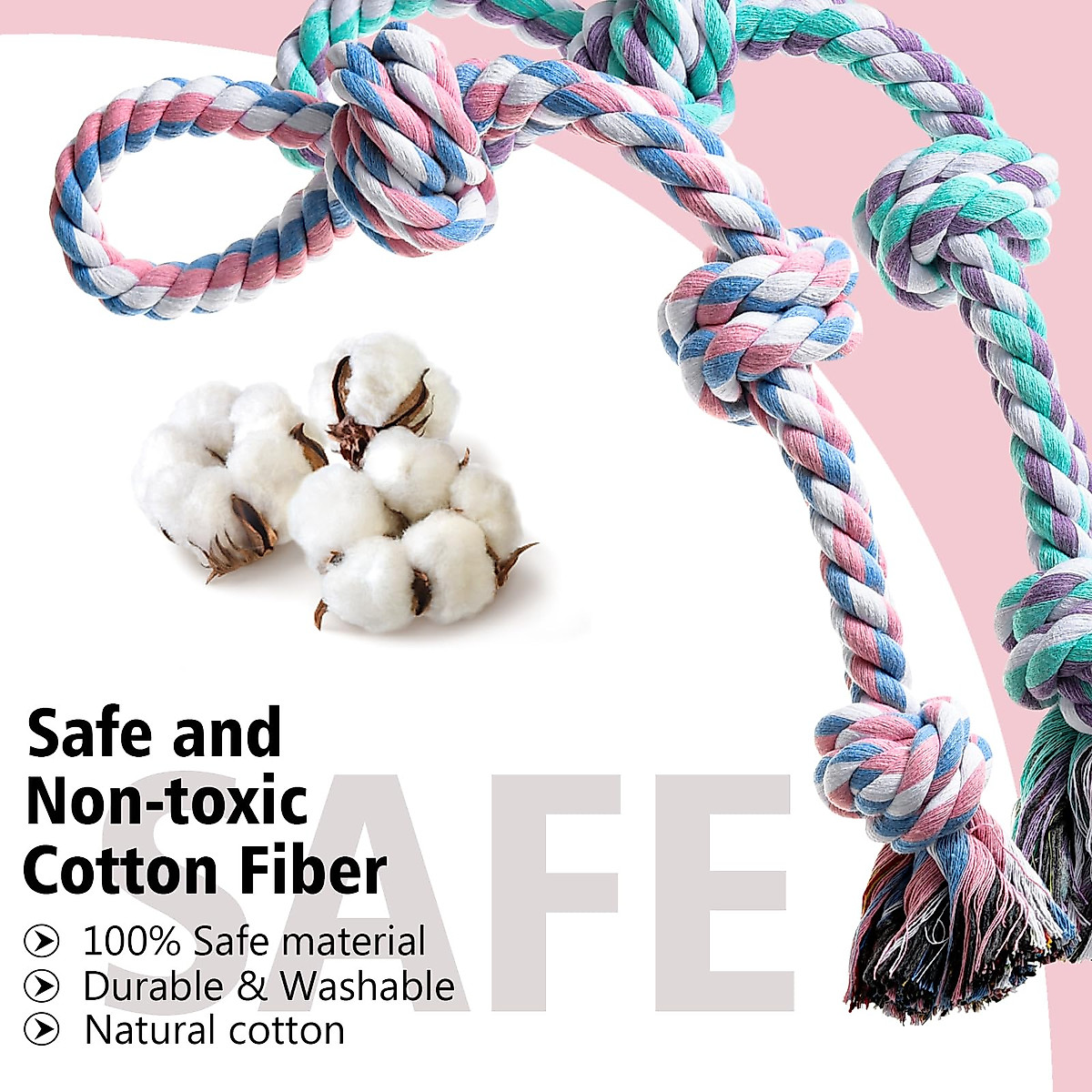 XIGOU Dog Rope Toys 2 Pcs Indestructible Dog Toys, Dog Chew Toys for Aggressive Chewers, Tough Puppy Teething Chew Toys for Boredom, Dental Cleaning Tug of War Dog Toy, Great for Small to Large Breed