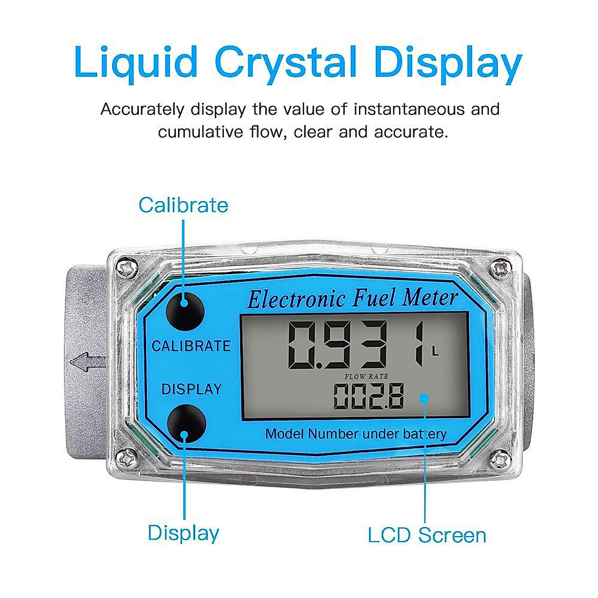 Digital Turbine Flow Meter,1″ Digital LCD Display with NPT Counter Gas Oil Fuel Flowmeter,Pump Flow Meter,Diesel Fuel Flow Meter for Measure Diesel, Kerosene, Gasoline