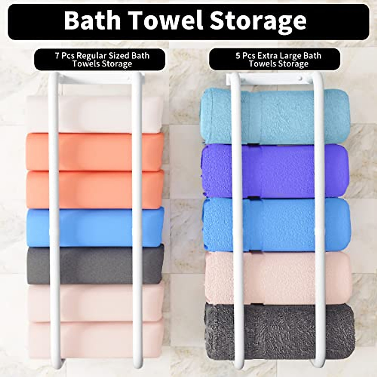 YYP Towel Racks for Bathroom, Towel Rack Wall Mounted, Stainless Steel Towel Holder for Bathroom Wall, Easy to Install Bathroom Towel Storage, White