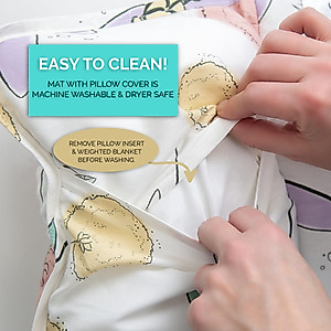 JumpOff Jo - Extra Long Toddler Nap Mat - Sleeping Bag for Kids with 5lb. Detachable Weighted Blanket and Removable Pillow for Preschool, Daycare, and Sleepovers - 53 x 21 Inches - Fairy Blossom