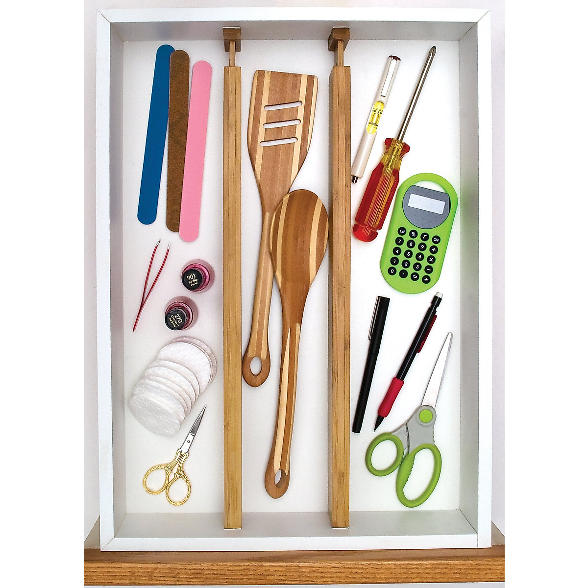 Lipper International 8896 Bamboo Wood Custom Fit Adjustable Kitchen Drawer Dividers, Set of 2