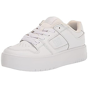 DC Women's Manteca 4 Platform Skate Shoe, White/White, 5