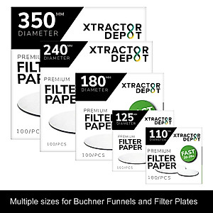 Xtractor Depot 125mm Qualitative Chemistry Lab Filter Paper, 20µm-26µm Micron Particle Retention - Fast Flow Extract Filtration - Pack of 100
