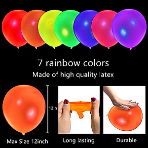100 Pcs Neon Balloons, 12”UV Colorful Blacklight Balloons Glow in the Dark Luminous Helium Latex Balloon for Birthday, Wedding, Neon Party, Glow Party Decorations Supplies