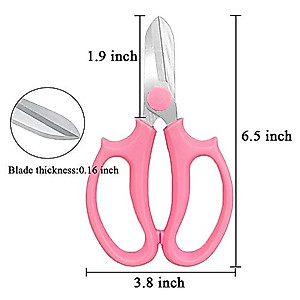 2Pcs Garden Scissors Floral Shears,Professional Flower Scissor with Comfortable Grip Handle,Garden Pruning Shear for Arranging Flowers,Plants Trimming,Picking,Pink