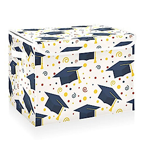 CaTaKu Cartoon Dots Colorful Storage Bins with Lids and Handles, Fabric Large Storage Container Cube Basket with Lid Decorative Storage Boxes for Organizing Clothes