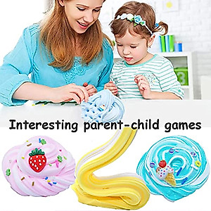 15 Pack Dual Color Slime Toy - Butter Slime with Cake Charms Included,Super Soft & Non-Sticky,Educational Stress Relief Toy,Birthday Gifts for Girl and Boys.