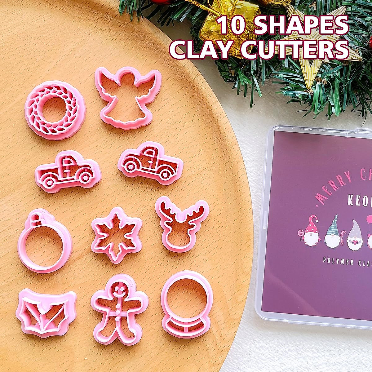 Keoker Christmas Clay Cutters, Christmas Polymer Clay Cutters for Earrings Making, 10 Shapes Christmas Clay Earrings Cutters, Reindeer Clay Cutters (Earrings Clay Cutters 1)