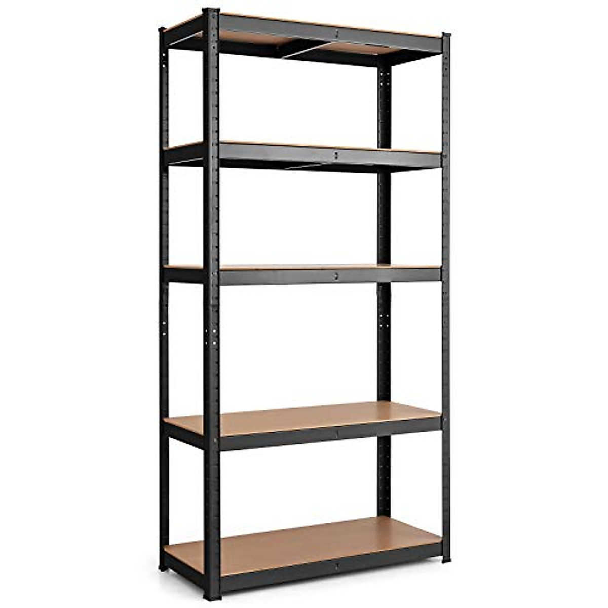 Tangkula Metal Storage Shelves, Heavy Duty Steel 5 Tier Utility Shelves with Adjustable Shelves, Bolt-Free Assembly, High Weight Capacity, Garage Organization Storage Rack, 36"Lx16''Wx72"H (1, Black)