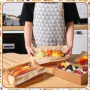 Seajan 50 Pack 40oz Disposable Food Box and 100 Pcs Sandwich Wrapping Paper Kraft Paper Food Tray Paper Food Containers Paper Trays for Food Foldable Fast Food Holders Greaseproof Liners for Snack