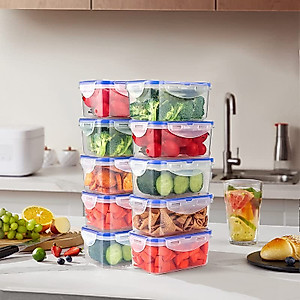 Tauno Plastic Food Storage Containers with Airtight Lids, 1.8 Cup Food Prep Containers for Kitchen and Pantry Organization, Reusable and BPA Free Lunch Boxes, Microwave/Dishwasher/Freezer Safe, 25 Pack