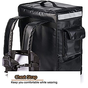 maxer Insulated Food Delivery Backpack, 13.78" L x 9.85" W x 18.5" H Insulated Cooler Bag, Portable Pizza Delivery Thermal Backpack, Water Resistant Commercial Grade Food Delivery Bag (BLACK)