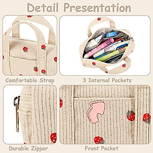 CAMTOP Pencil Case Pouch for Girls Cute Small Pencil Box School Stationery for Teen Student Kids (Strawberry Beige)