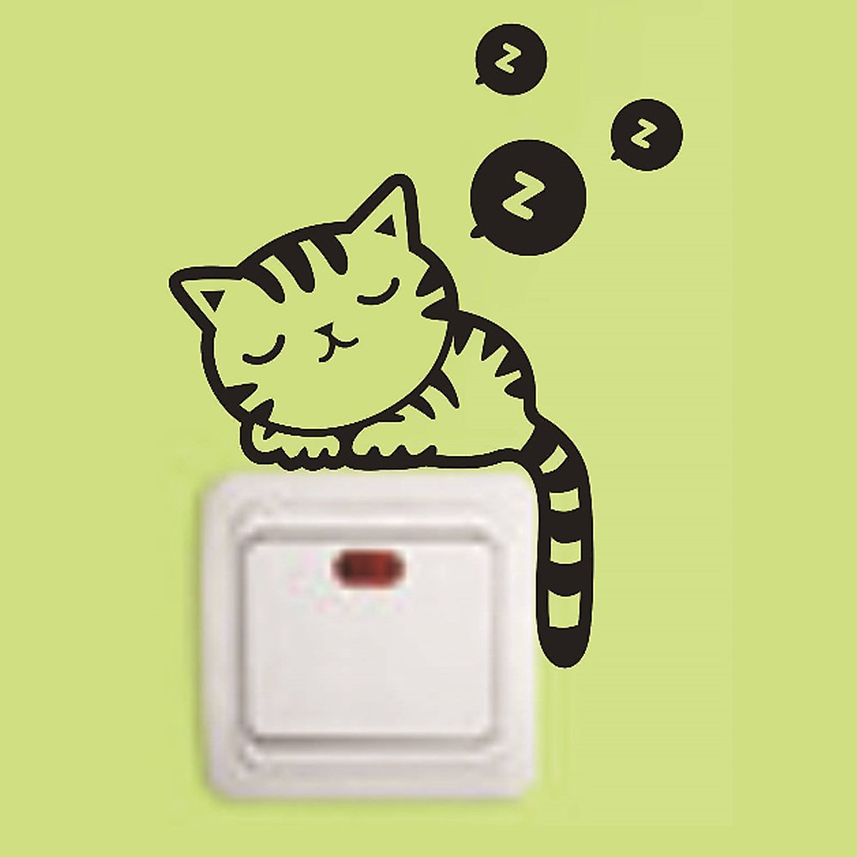 Removable Switch Sticker, 4 Pcs Cute Black Sleeping Cats Cartoon Wall Sticker, Light Switch Decor Decals, Family DIY Decor Art Car Stickers Home Decor Wall Art for Kids Living Room Office Decoration