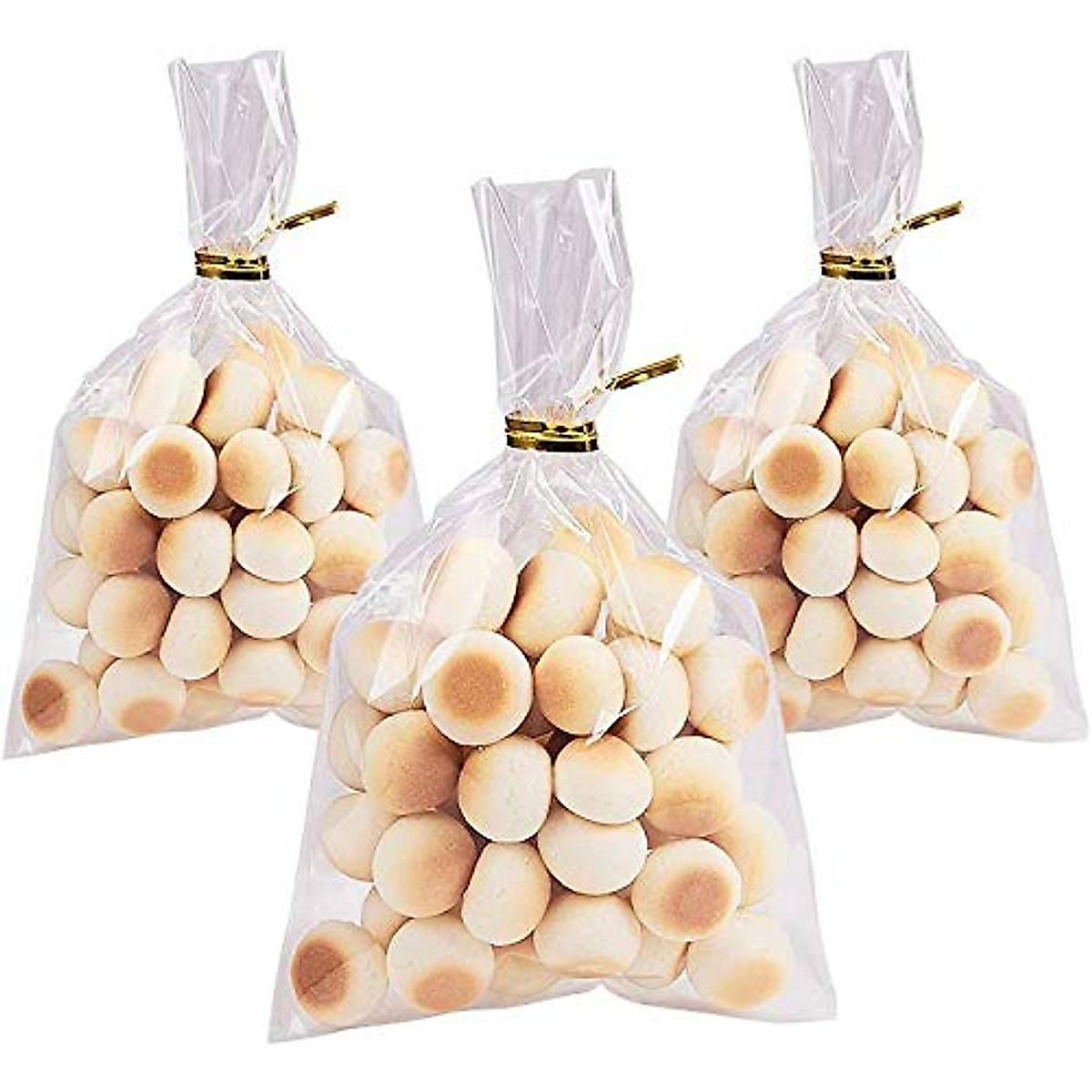 VIGUEUR Clear Cellophane Bags - 100PCS 6" x 9" Clear Treat Bags with Ties for Bakery, Cookies, Candies,Dessert