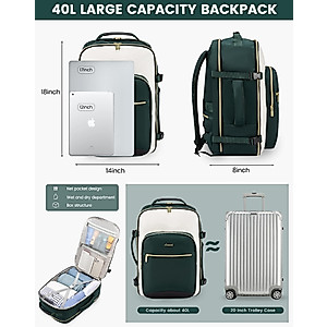 LOVEVOOK Large Travel Backpack for Women & Men, Carry on Backpack Airline Approved, TSA Personal Item Travel Bag fits 17" Laptop, 40L Waterproof Travel Essentials Sports Backpack with 3 Packing Cubes