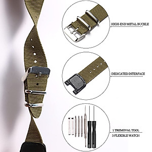 24mm Premium nylon Strap Compatible with Casio SGW-100 SGW-200 PAS-400B GW-3000B GW-3500B Twin Sensor Men's Sport Watch Accessories Replacement Leather Band