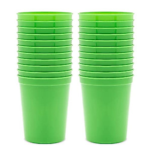 BLUE PANDA 24-Pack 16-Ounce Green Plastic Stadium Cups, Bulk Reusable Tumblers for All Occasions and Celebrations