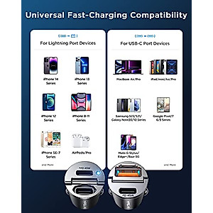 90W USB C Car Charger,2-Pack Super Mini Metal USB C Car Charger Fast Charging Adapter [PD+QC]&[Dual PD],MRGLAS Car Cigarette Lighter USB Charger Compatible with iPhone 14 13 Pro Max, iPad, Samsung