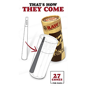 RAW Peacemaker Cones Classic | 27 Pack | Larger than King Size - All Natural Vegan Friendly and Pre Rolled for Convenience